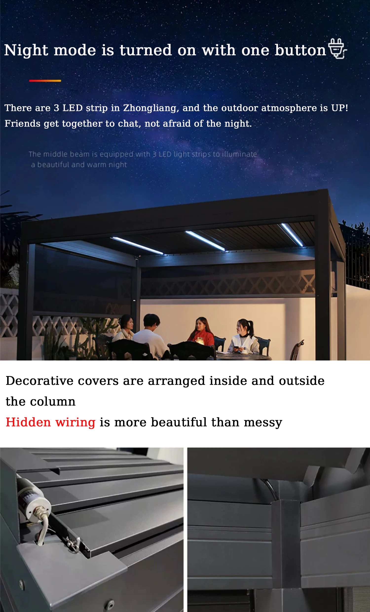 Pavilion Outdoor Courtyard Electric Shutter Flip Canopy