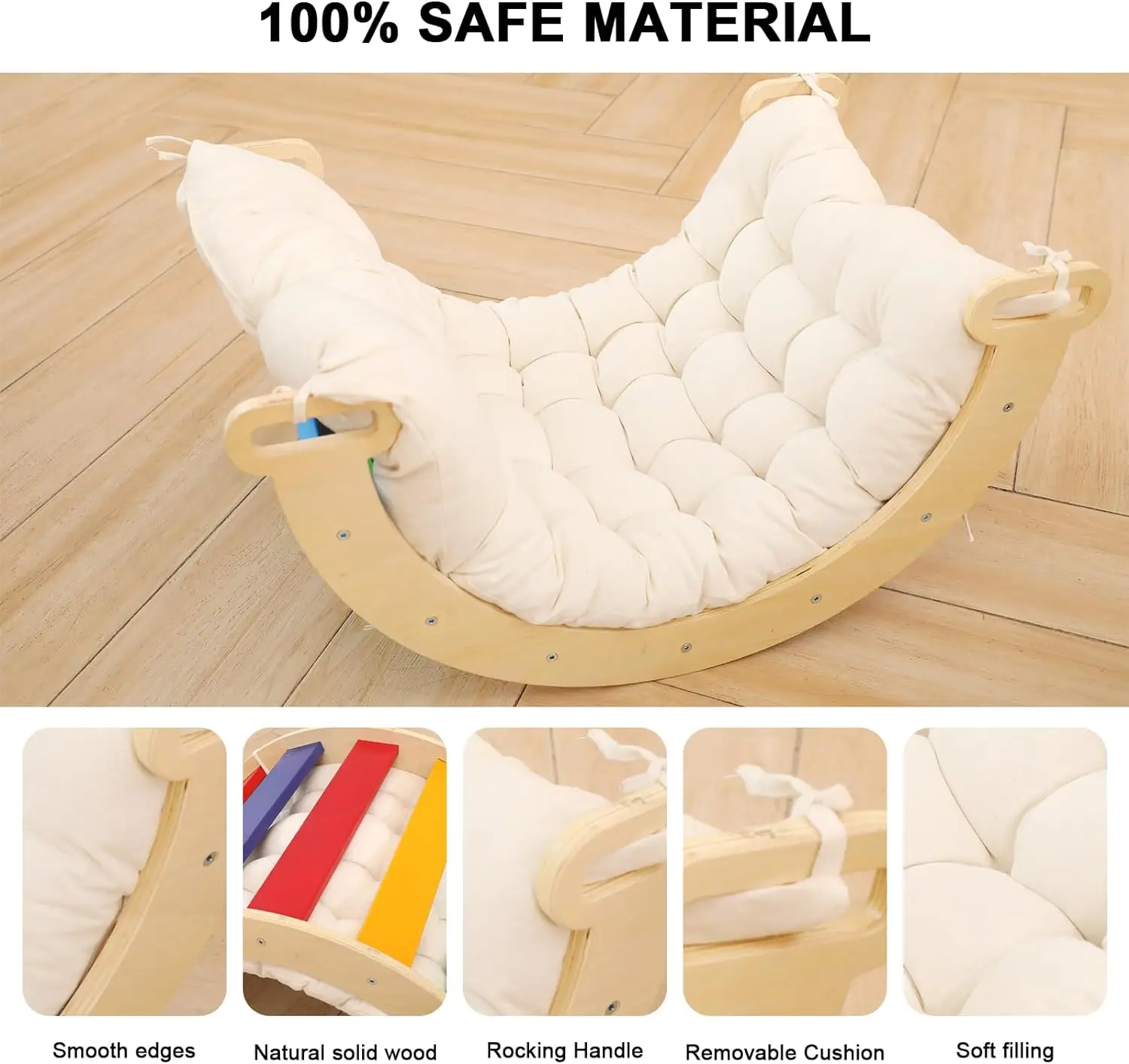 Wooden Arch Rocker with Cushion Climbing Arch for Kids Play Equipment ...