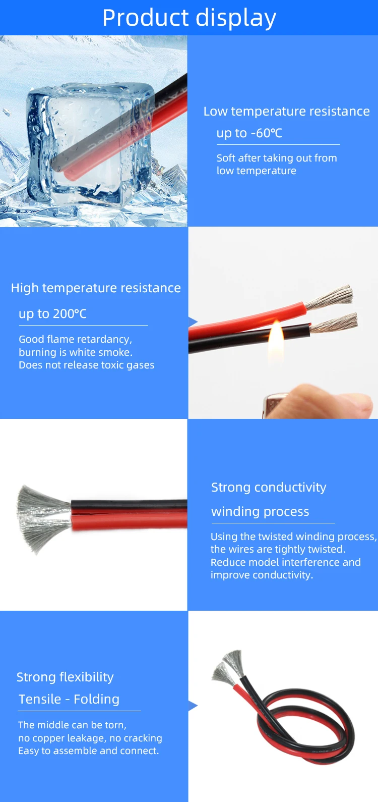 Silicone Parallel Wire Power Wire Lithium Battery Silicone Red and ...