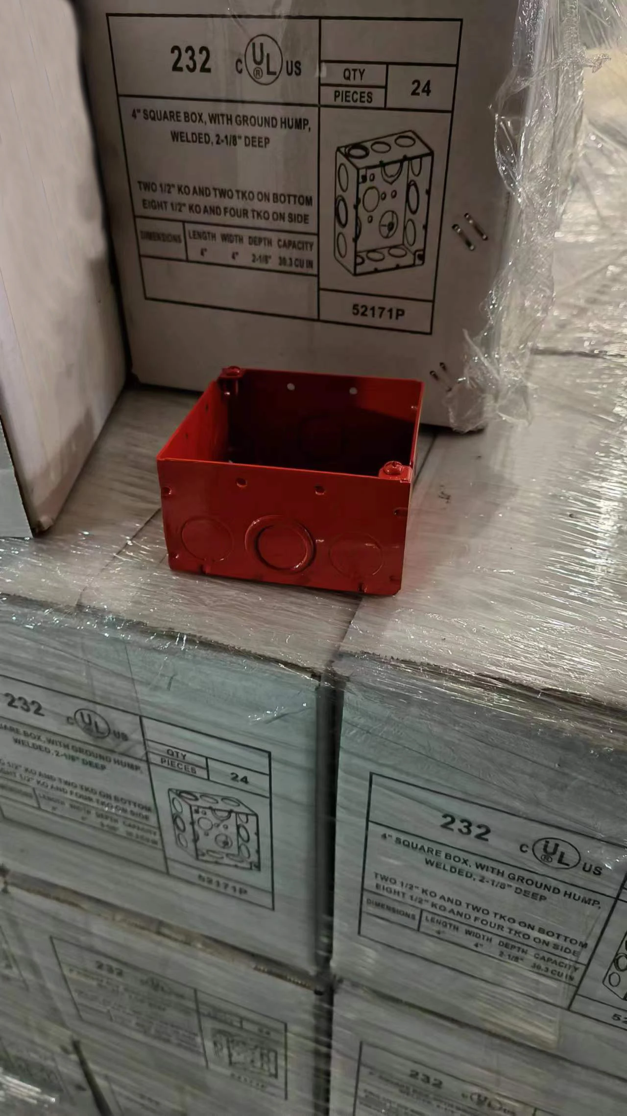 RED 4x4 square Galvanized -steel Electrical Metal Boxes 52171P-R ...