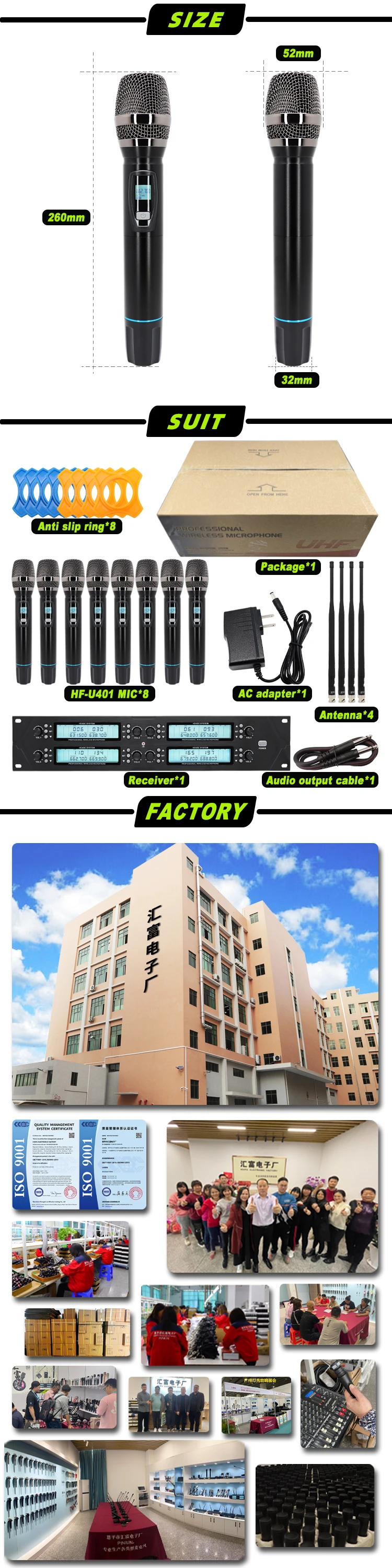 Professional 8-channel Wireless Microphones System Dynamic Handheld ...