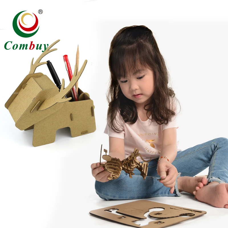 瓦楞纸拼图动物模型货架笔架3d Diy玩具 - Buy 3d Diy玩具,3d Diy益智,Diy瓦楞纸 Product on Alibaba.com