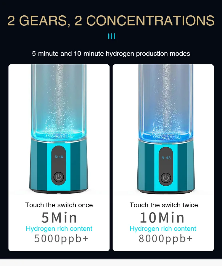 Rechargeable Portable Hydrogen Bottle H2 Hydrogen Rich Water Generator ...