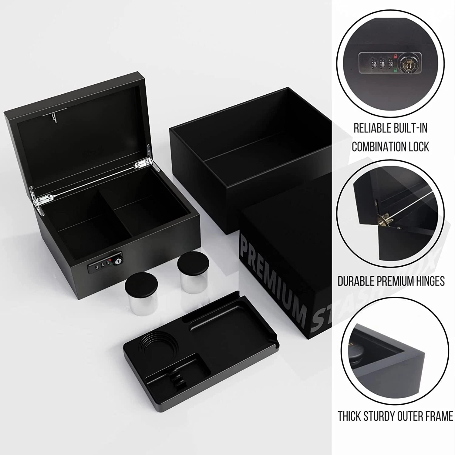 Smokers Smell Proof Bamboo Wooden Travel Stash Box with Rolling Tray ...