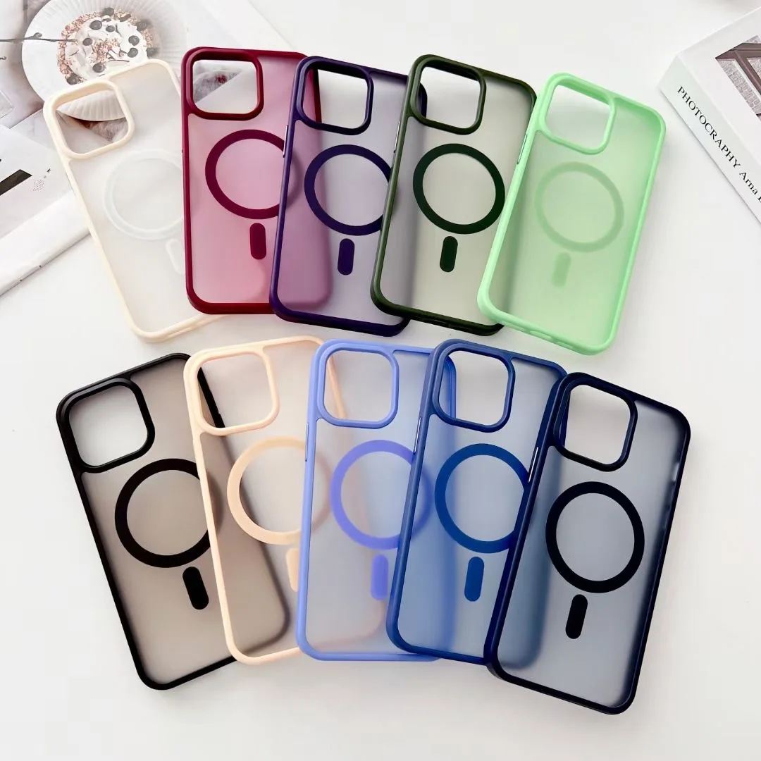 Luxury Magnetic For Magsafe Wireless Charger Matte Clear Phone Case For Iphone 15 14 Plus 13 12 ...