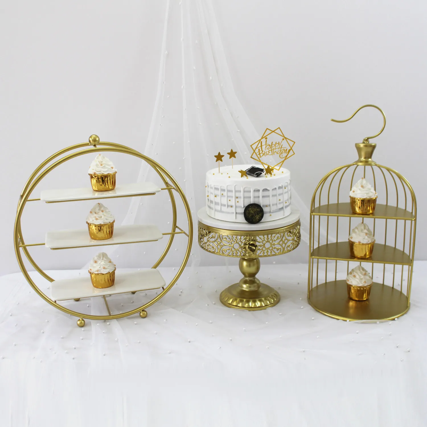 Gold Stand for Cake - Elegant Floating Tier Wedding Cake