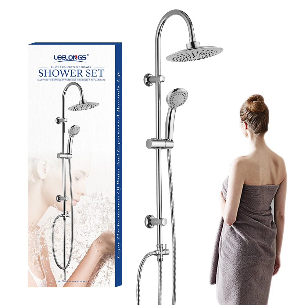 Round Bathroom Shower Tap System With Stainless Hose Pipe Chrome Shower ...