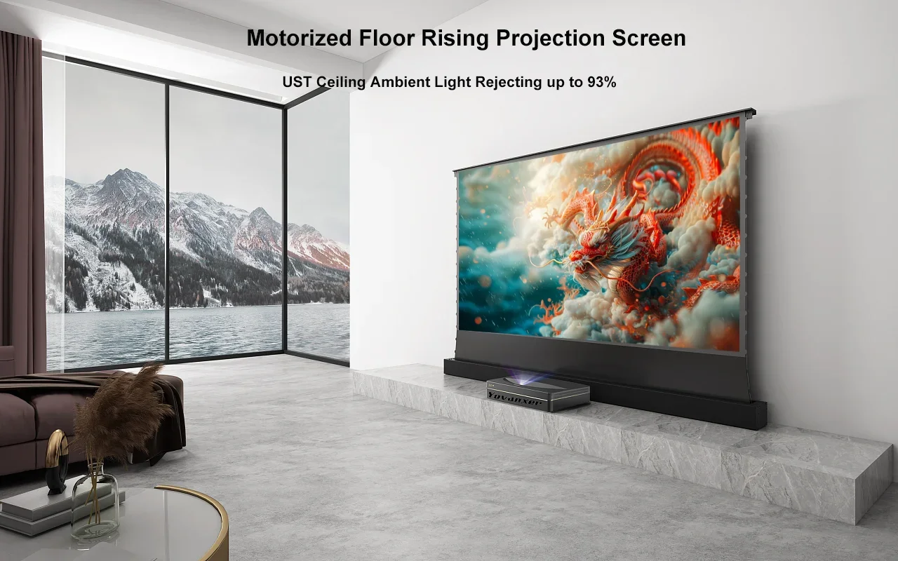 84 Inch Anti-light Motorized Floor Rising Projector Screen For Ust ...