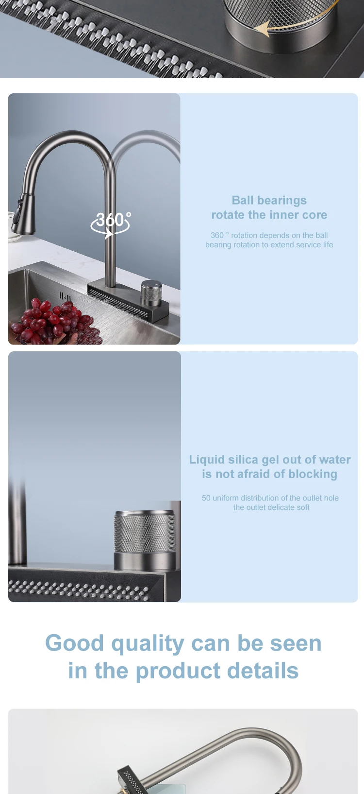 Modern Stainless Steel Flying Rain Waterfall Water Tap Pull Out Single ...