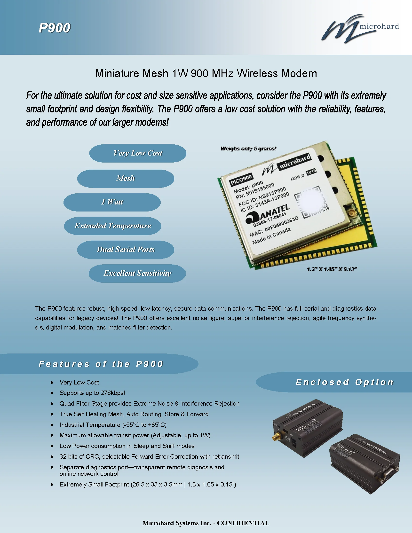 Microhard P900-ENC UAV Radio Modems - 1W Power, 40 Miles Range
