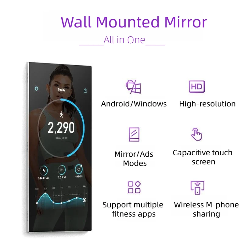 Multifunction 32inch Wall Mounted Lcd Smart Fitness Mirror Home Gym ...