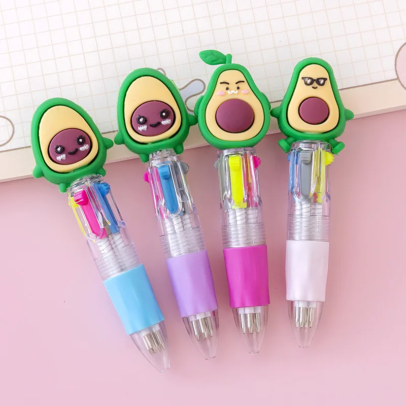 Cute Cartoon 4 Color Mini Ballpoint Pen Kawaii Horse Animal Avocado ...