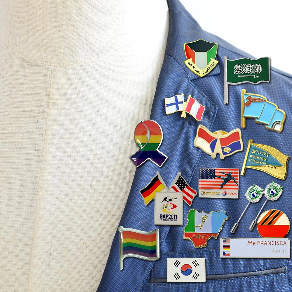 Custom Country Flags Printed Enamel Pin - Metal Lapel Pin