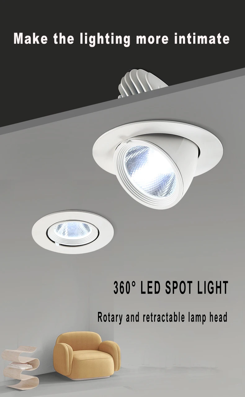 For Home Shop Office 360 Degree Rotatable Led High Light Cob Ceiling ...
