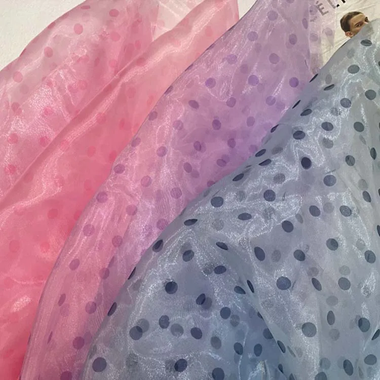Custom Embroidery Tissue Organza Fabric for Dress Making