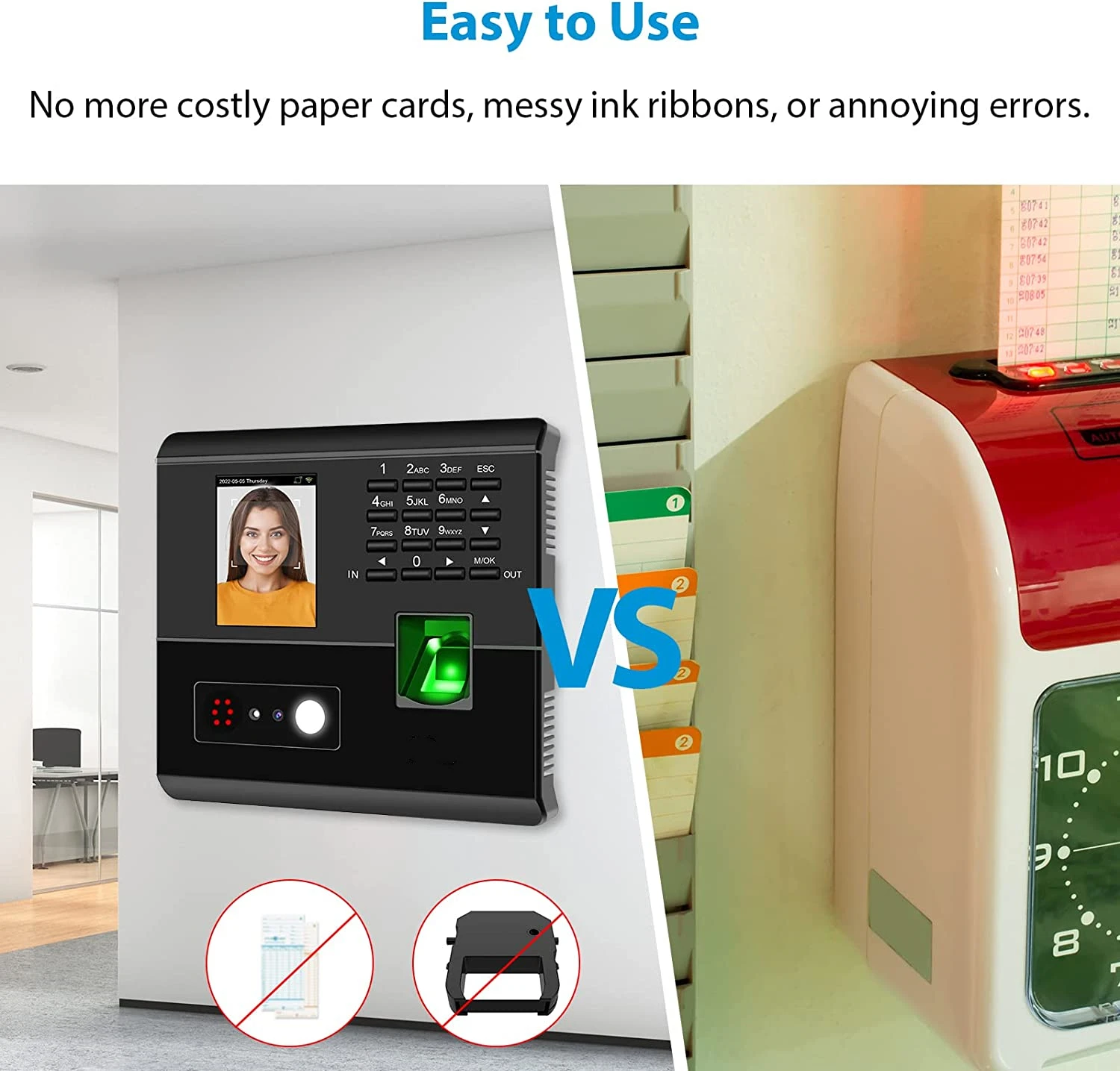 Biometric Recording Employee Time Punch Clock Finger Print Attendance ...