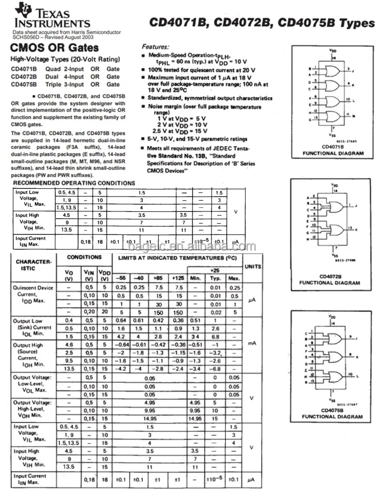 Cd4071 Cd4071bpwr New Original Package Tssop-14 Four-way Two-input And ...