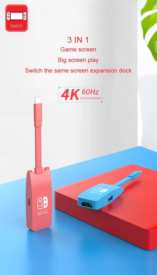 Ns Switch 4k Usb 3.0 Usb-c 3 In 1 Hub Type-c Docking Station Screen ...