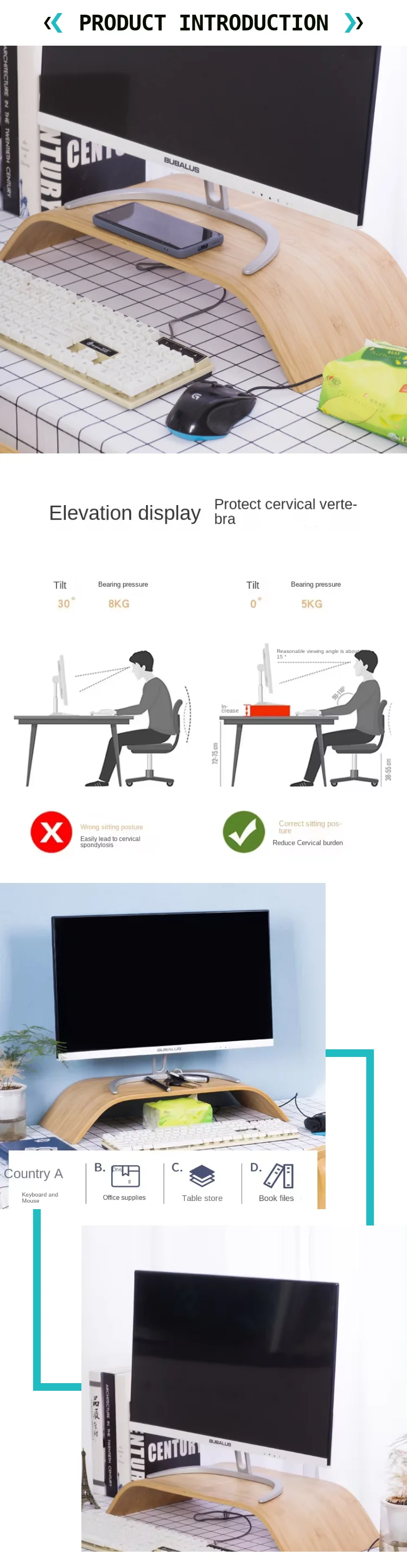 Computer Monitor Height Increasing Bracket,Bamboo Bracket ...
