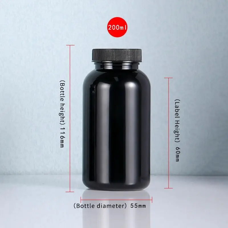 Hdpe 150cc Black Plastic Pill Bottle Jar For Tablet Protein Medicine Bottle Pill Capsule ...
