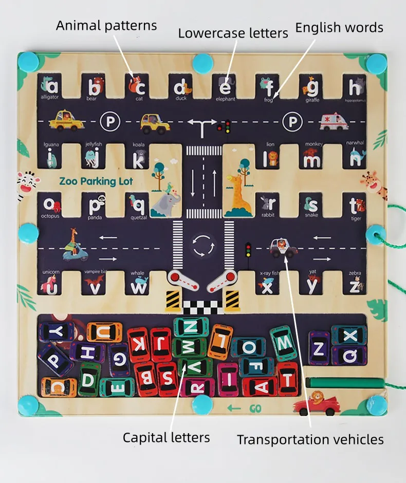 Children Learning Alphabet Letter Matching Cognitive Game Wooden Car ...