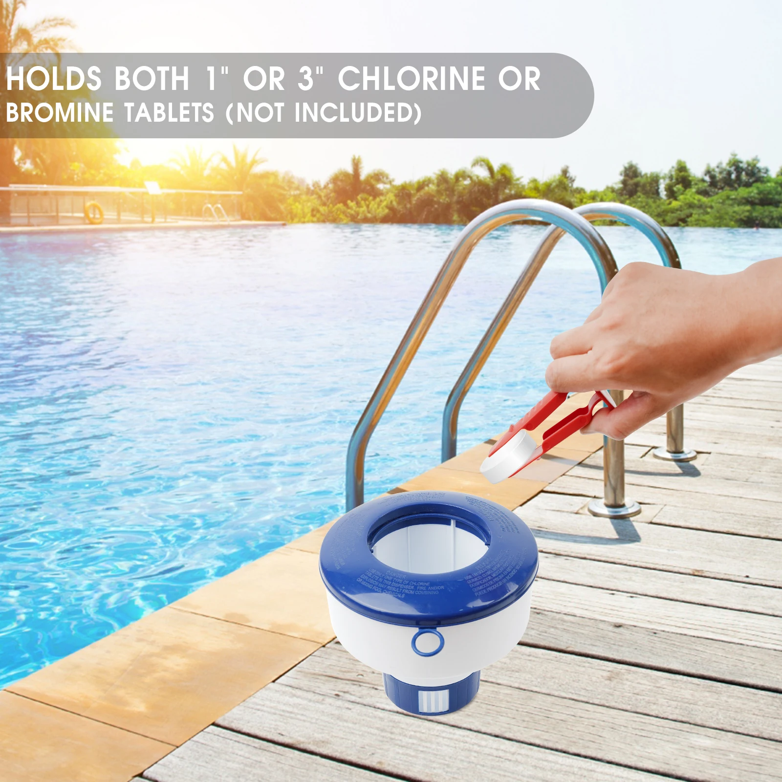 Floating Swimming Pool Chlorine Dispenser Floater Chlorinator Chemical ...