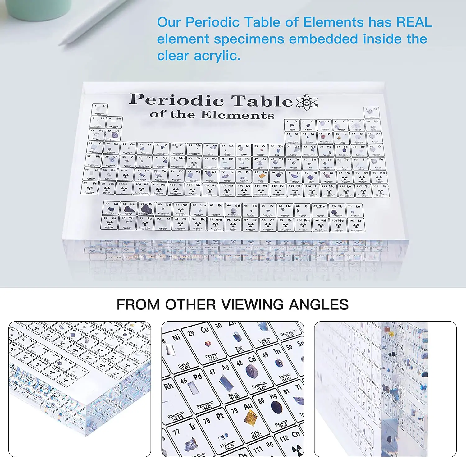 Periodic Table of Elements - Acrylic Display with Stand