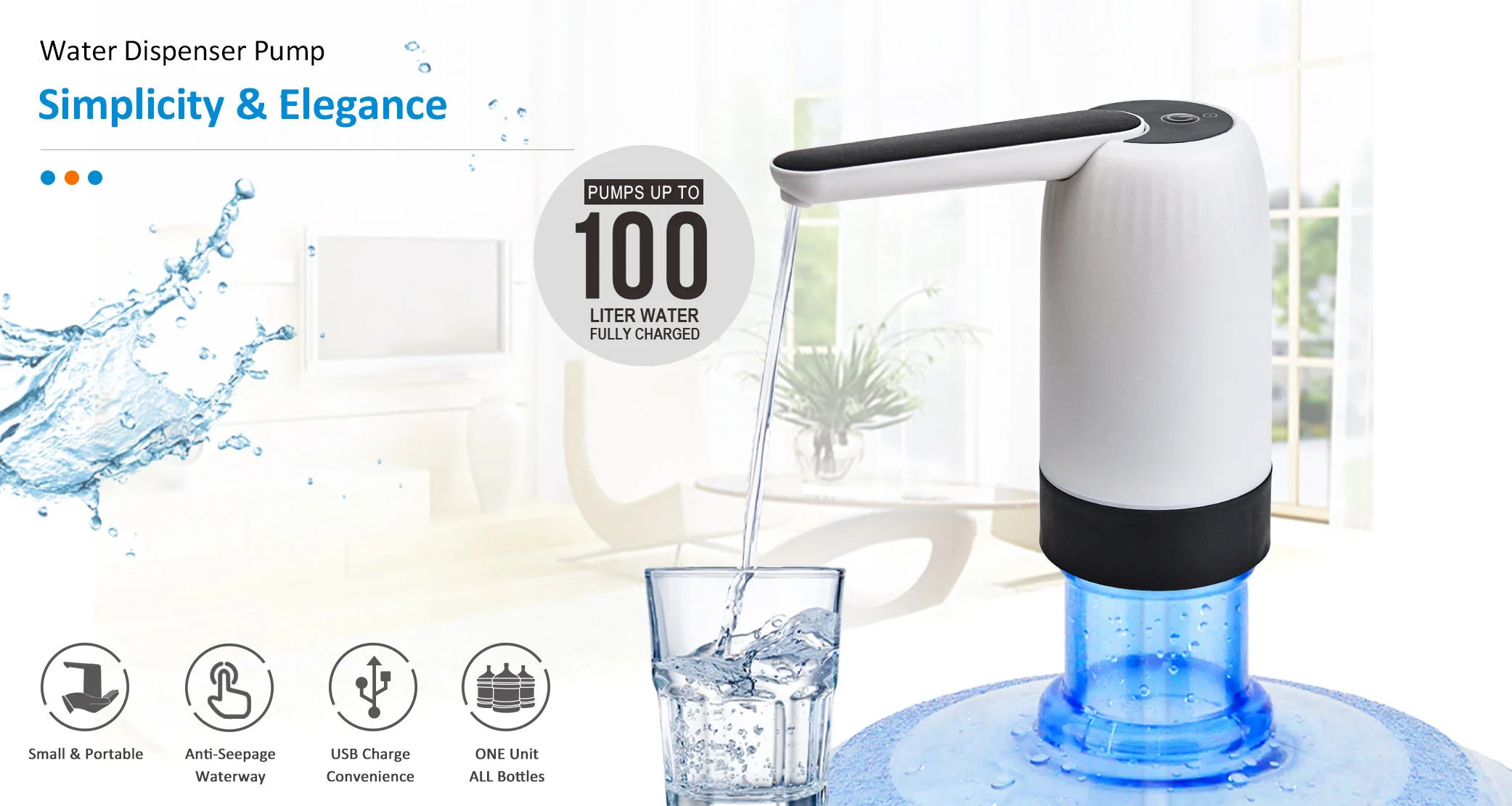 Simple Detachable Outlet Tube 5 Gallon Electric Water Dispenser Pump ...