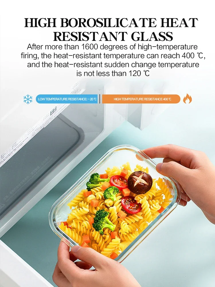 Custom logo 400-1500ml BPA Free Borosilicate Glass Lunch Box Kitchen ...