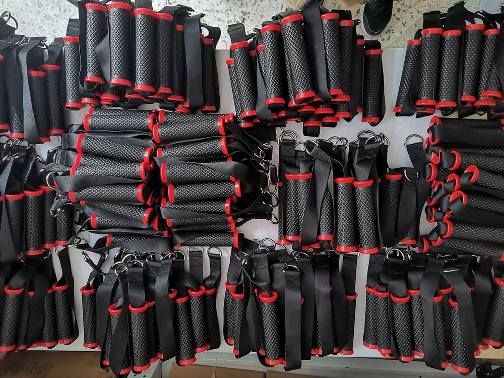 Home Gym Pulley System Cable Machine Handles Rubber Exercise Handle ...