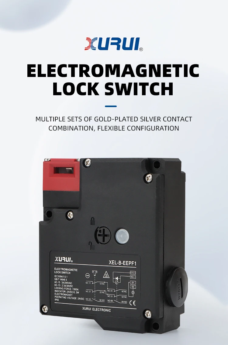 XURUI Interlock Safety Limit Switch 2NC1NO DC24V Locking