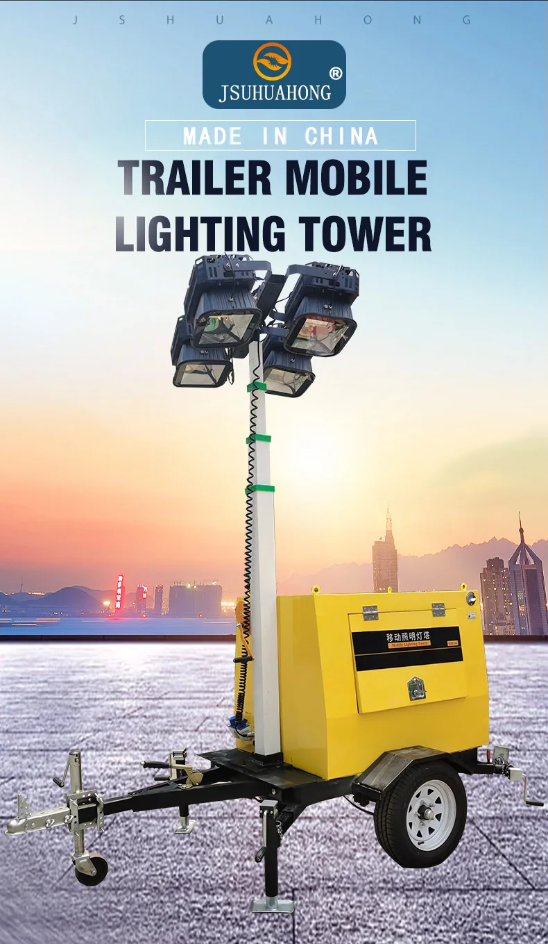 Hot Selling Portable 4*1000w Mobile Trailer Water Cooled Lighting Tower With Led Light ...