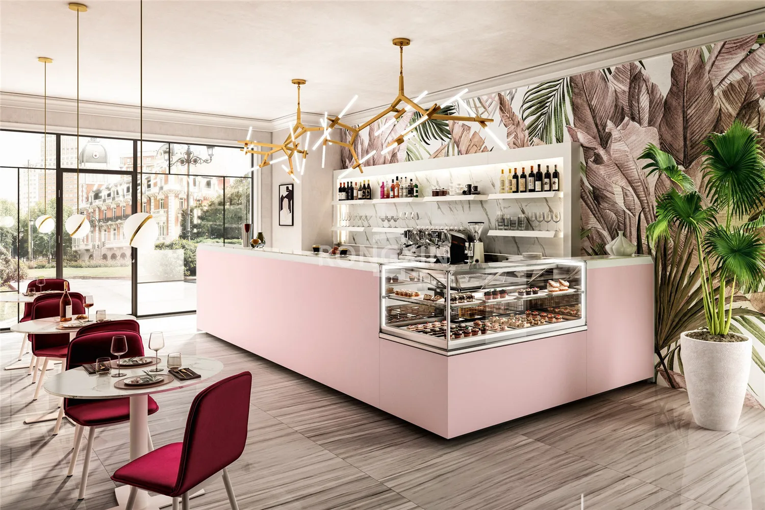 Modern Coffee Shop Counter Design - Minimalist Cake & Dessert Bar ...