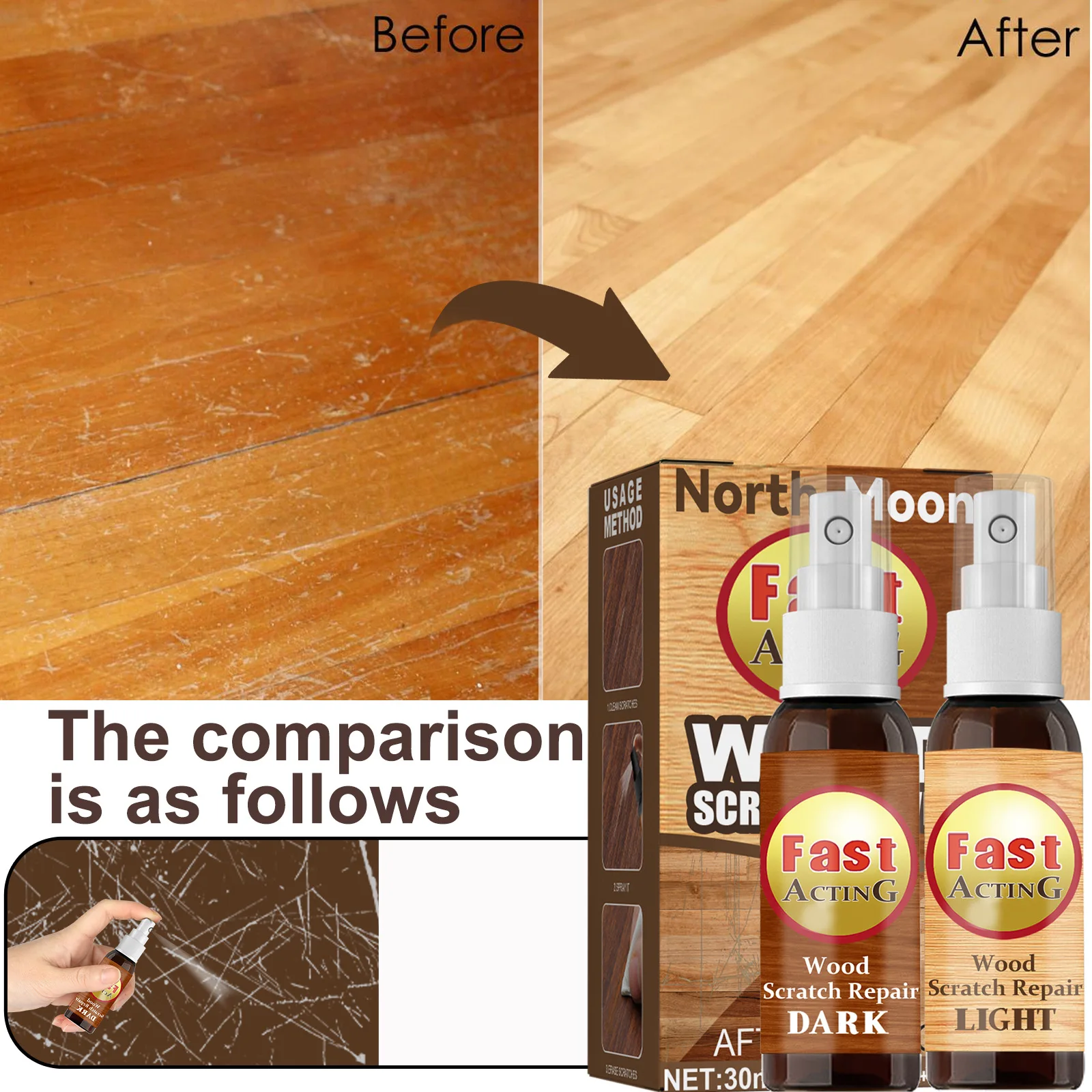 Hot Sale North Moon Wood Scratch Repair Agent Kit Floor Color ...