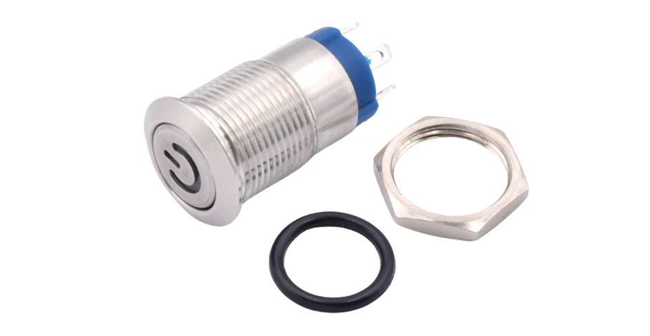 Flat Stainless Steel Switch - 12mm Momentary Latching