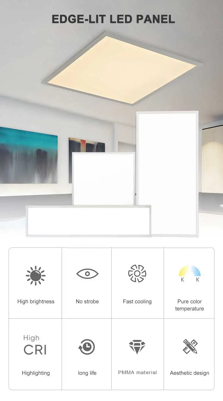 Square Panel Lamp Pmma 40w 55w Pendant Light Led Recessed Ceiling ...