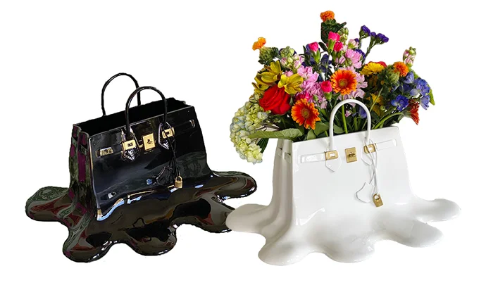 Custom Resin Creative Handmade Birkin Flower Pot Handbag Shape Vase ...