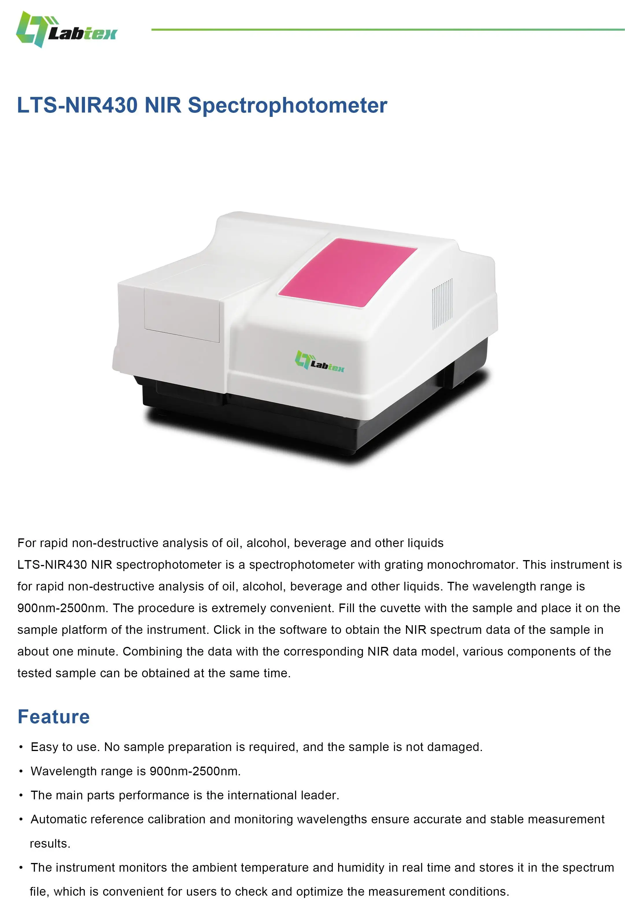 LABTEX NIR Spectrophotometer 900-2500nm Spectrometer Lab NIR ...