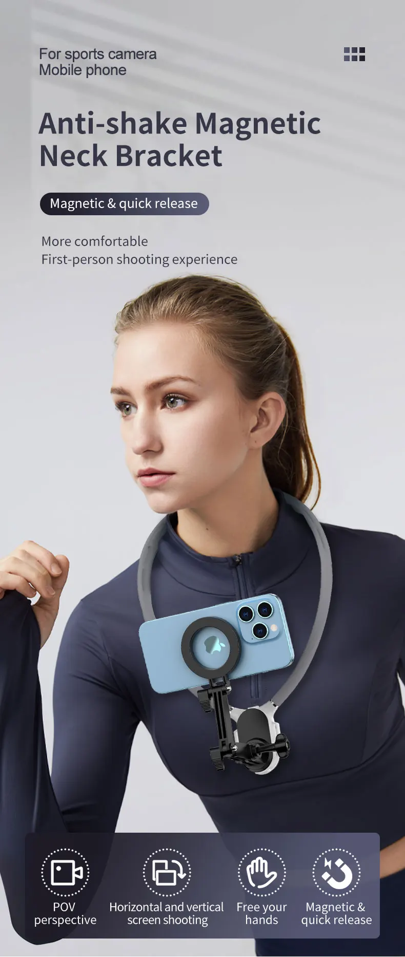 MAMEN Neck Hanging Pov Phone Holder - Magnetic & Portable