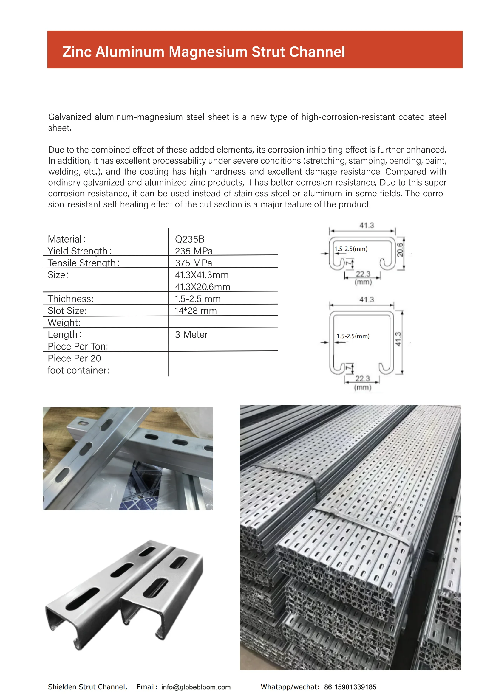 Customized U Channel Purlin Structural Unistrut Channel Steel Roof ...