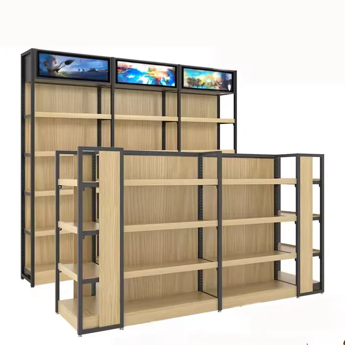 Supermarket Shelves Steel Wood Shelves Retail Display Shelving/rack For ...