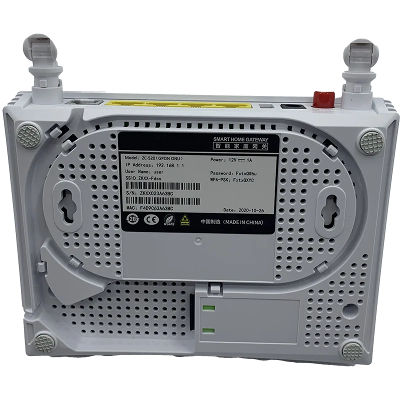 Dual Antenna 1ge 3fe Wps Ftth Modems Zc-520 Gpon Onu Wifi Router ...