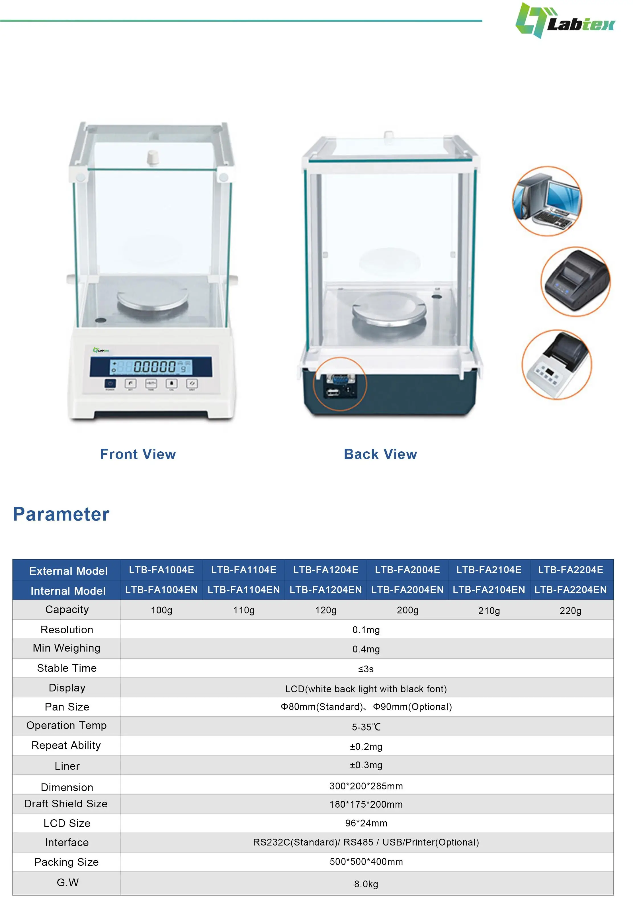 Labtex 1 Mg Analytical Balance With Usb Port And Internal Calibration ...