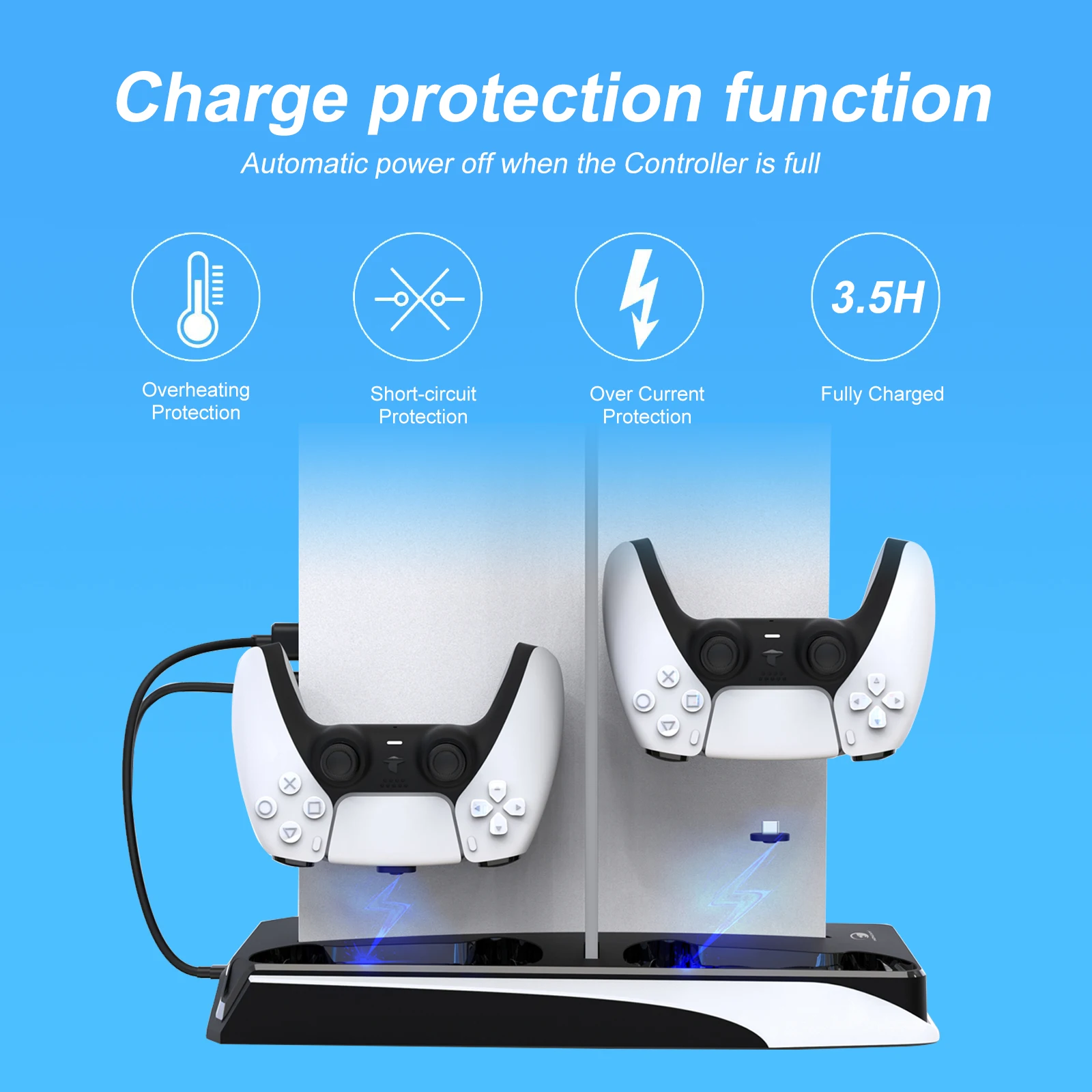 Factory Multifunction PS5 Charger Dock with Disc Storage Cooling Fan ...