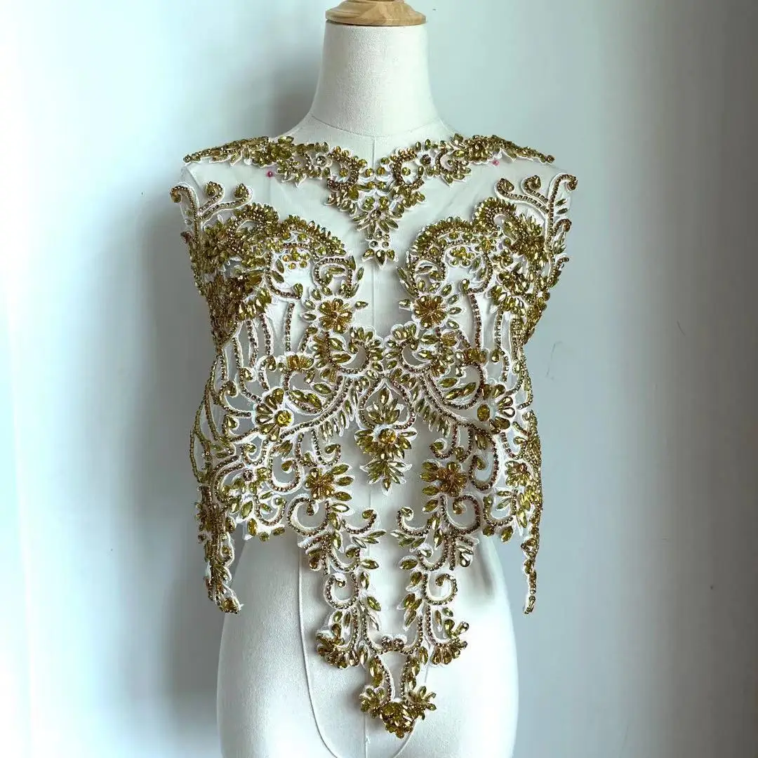 Full Bodice Rhinestone Applique,Beaded Wedding Dress Crystal Bodice ...