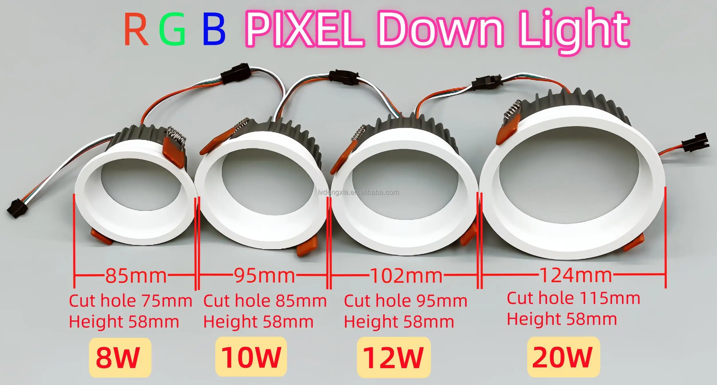 RGB 5wires LED Recessed 24V Pixel 8w 10w 12w 20w Full Color WS2811 ...