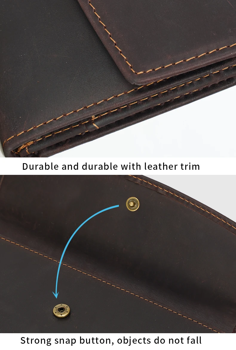 Tiding Custom Brown Vintage Cowhide Clutch Bag Men Long Genuine Leather ...