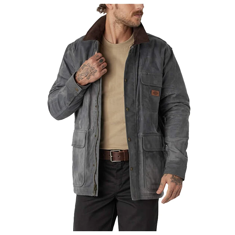Men's Fully Waxed Canvas Chore Coat Heavy Duty Vintage Windbreaker ...
