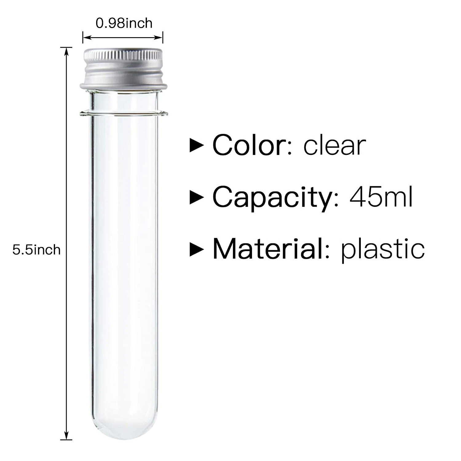 30ml 40ml 50ml 60ml Bath Salt Vials - Clear PET Test Tubes