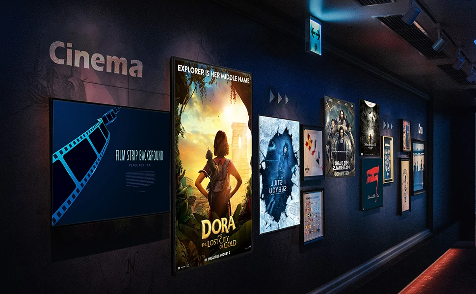 Slim A2 A3 A4 LED Backlit Frame Movie Poster Wall Mounted Desktop Stand ...